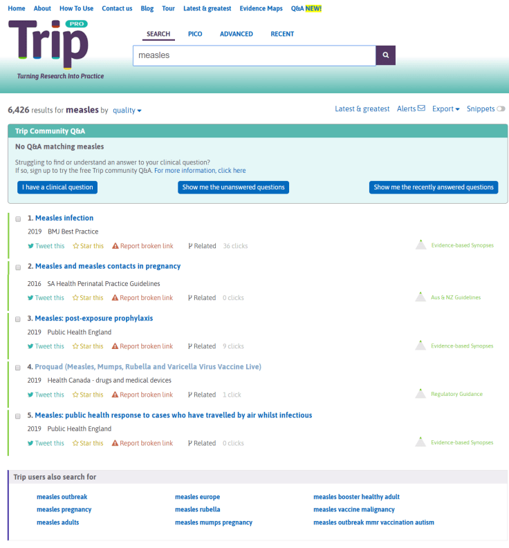 Changes on the results page – Trip Database Blog