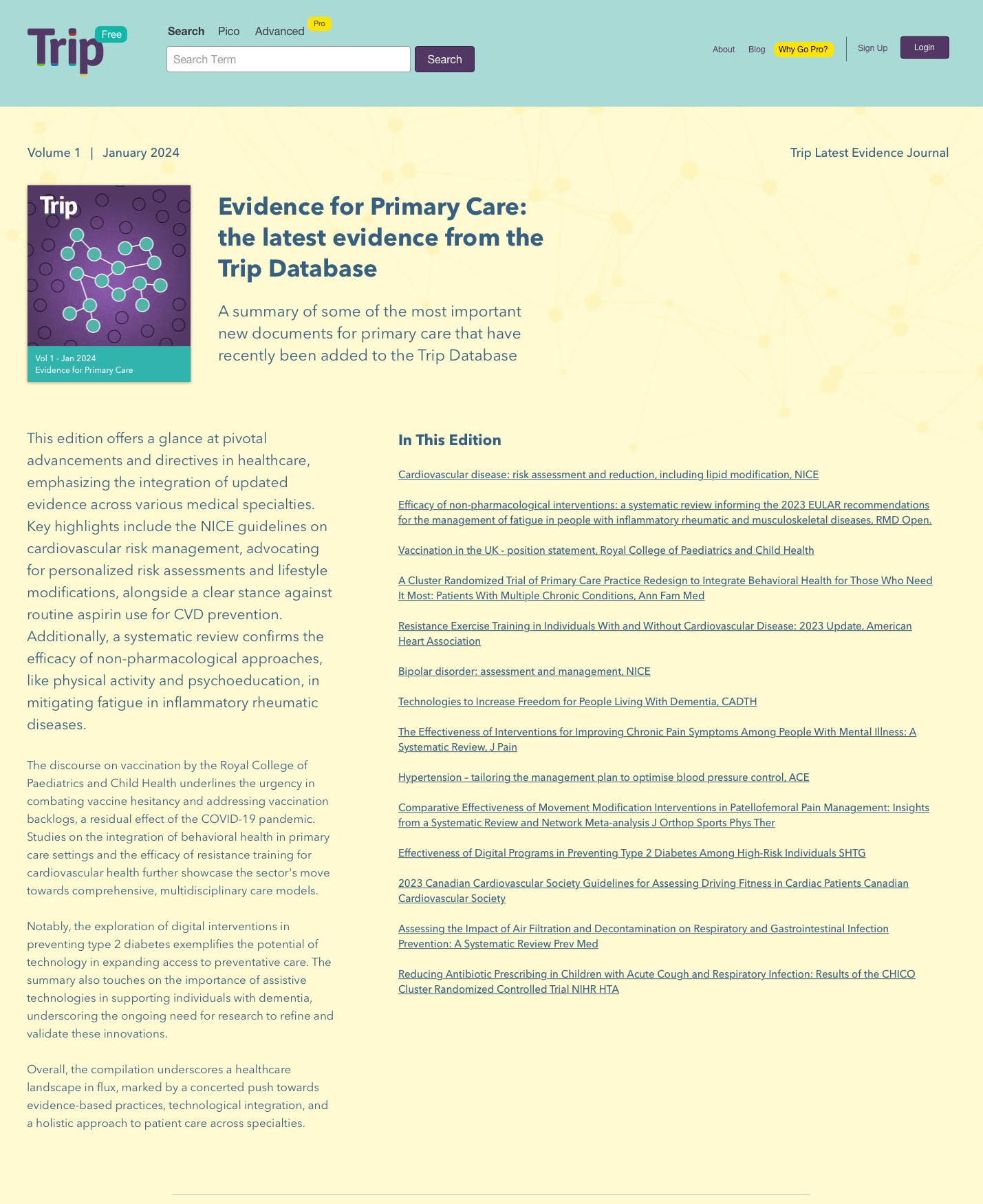 Trip Clinical Evidence Review – a mock-up – Trip Database Blog